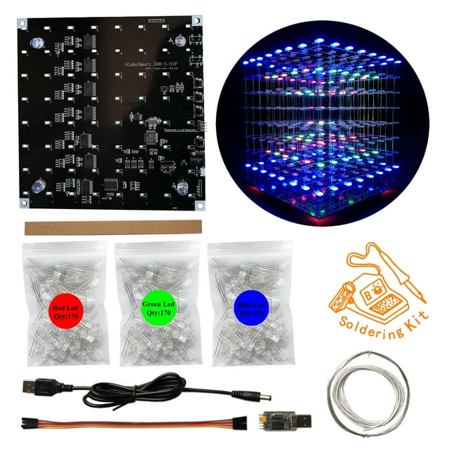 iCubeSmart 3D8S Led cube kit DIY electronics kit 8x8x8 Learning to ...