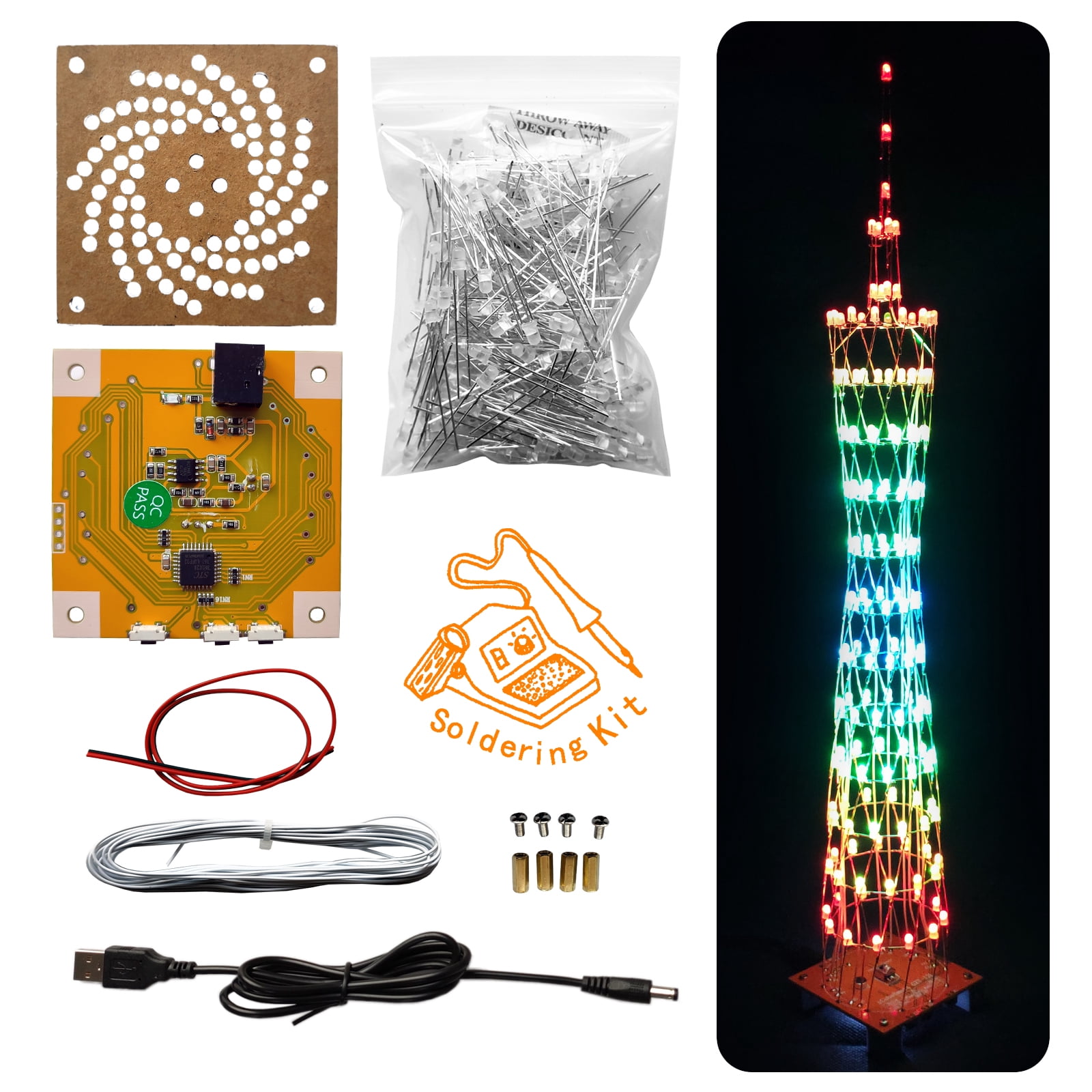 iCubeSmart GZT12 Led Canton Tower Model DIY Electronic Kit Learning to ...