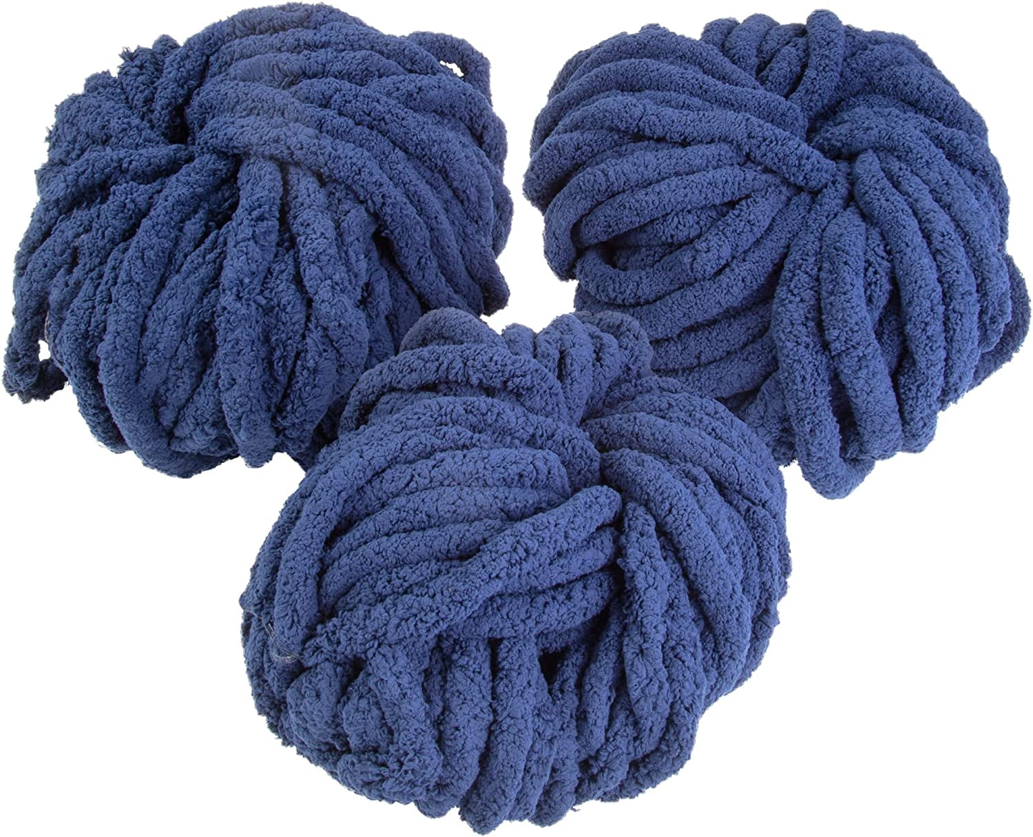 Chunky Yarn for Crocheting (Dark Blue, 3 Pack)- 72 Yards Total, 20mm ...
