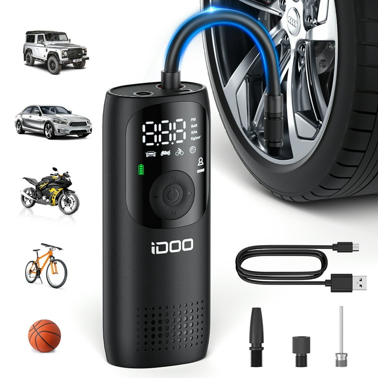 Free Shipping iDOO 150PSI Cordless Tire Inflator 4000mAh Portable Air Compressor Fits Car Bicycle Motorcycle Tires Balls Walmart