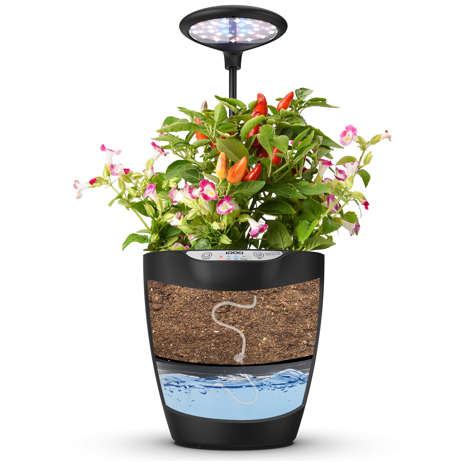 iDOO Indoor 2-in-1 Hydroponics & Soil System, 6 Pod Herb Garden ...