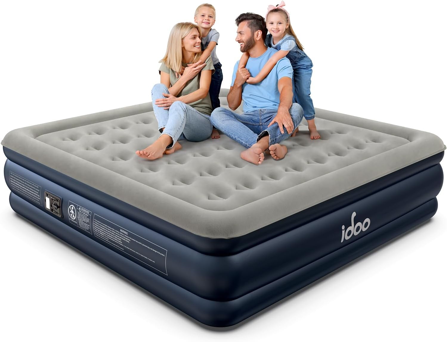 iDOO King Air Mattress with Built in Pump, 18" Raised Comfort Blow up Mattress, Upgraded Four ...
