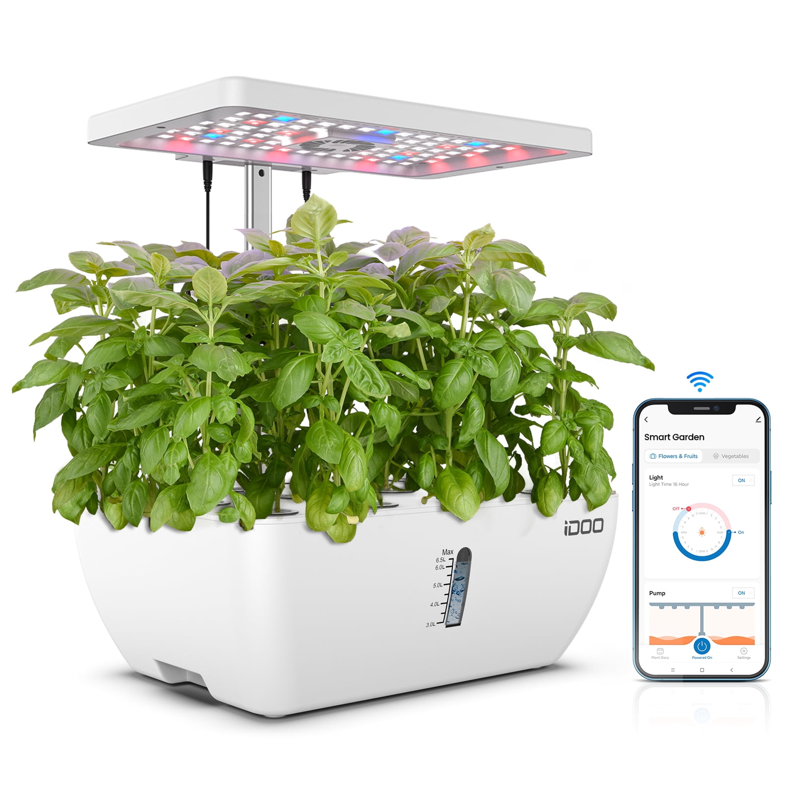 iDOO Home Indoor Grower, WiFi 12 Pods Hydroponic Sprouting System ...
