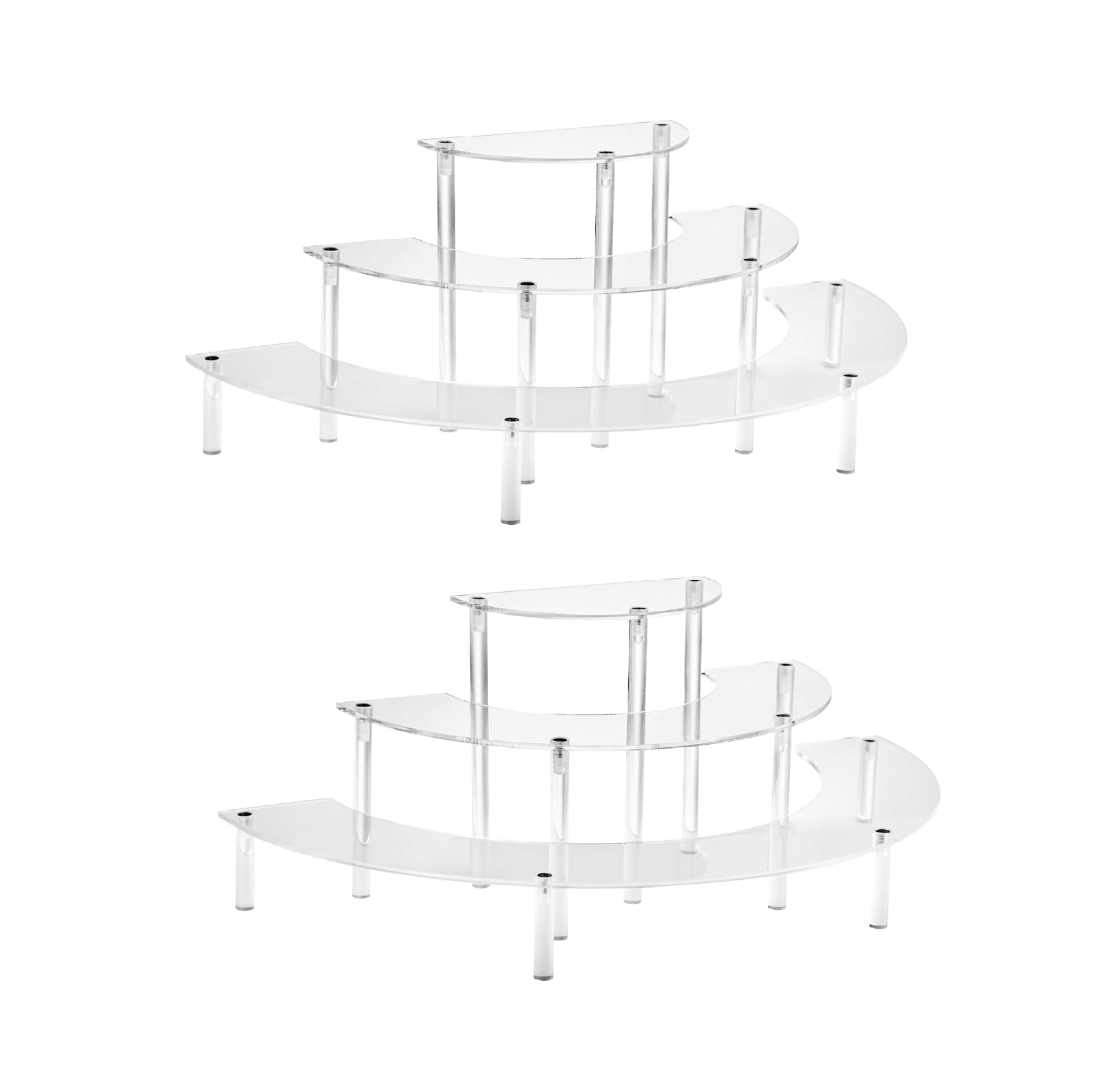 iDecoMart 2 Pcs Acrylic Display Risers, 3 Tiers Multi-Functional Clear ...