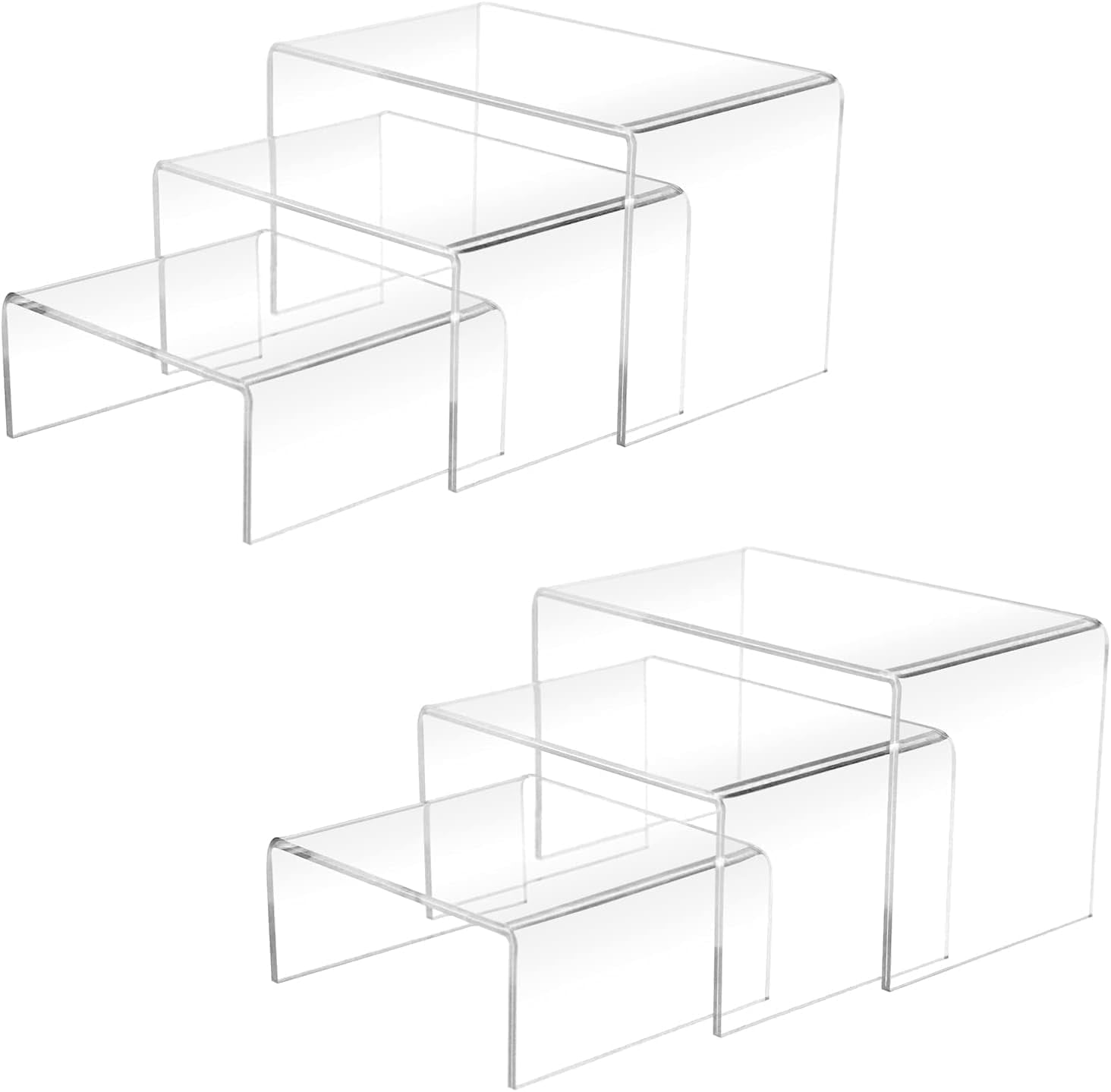 iDecoMart Acrylic Display Risers, Set of 6 Transparent Tiers for Food ...