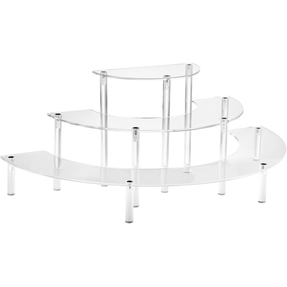 iDecoMart Acrylic Display Risers, 3 Tiers Clear Half Moon Display Stand ...