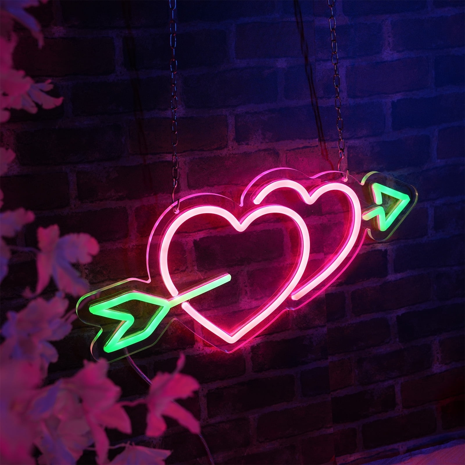 iDecoMart Cupid Heart Neon Signs, Heart-shaped Neon Light Phantom Color ...