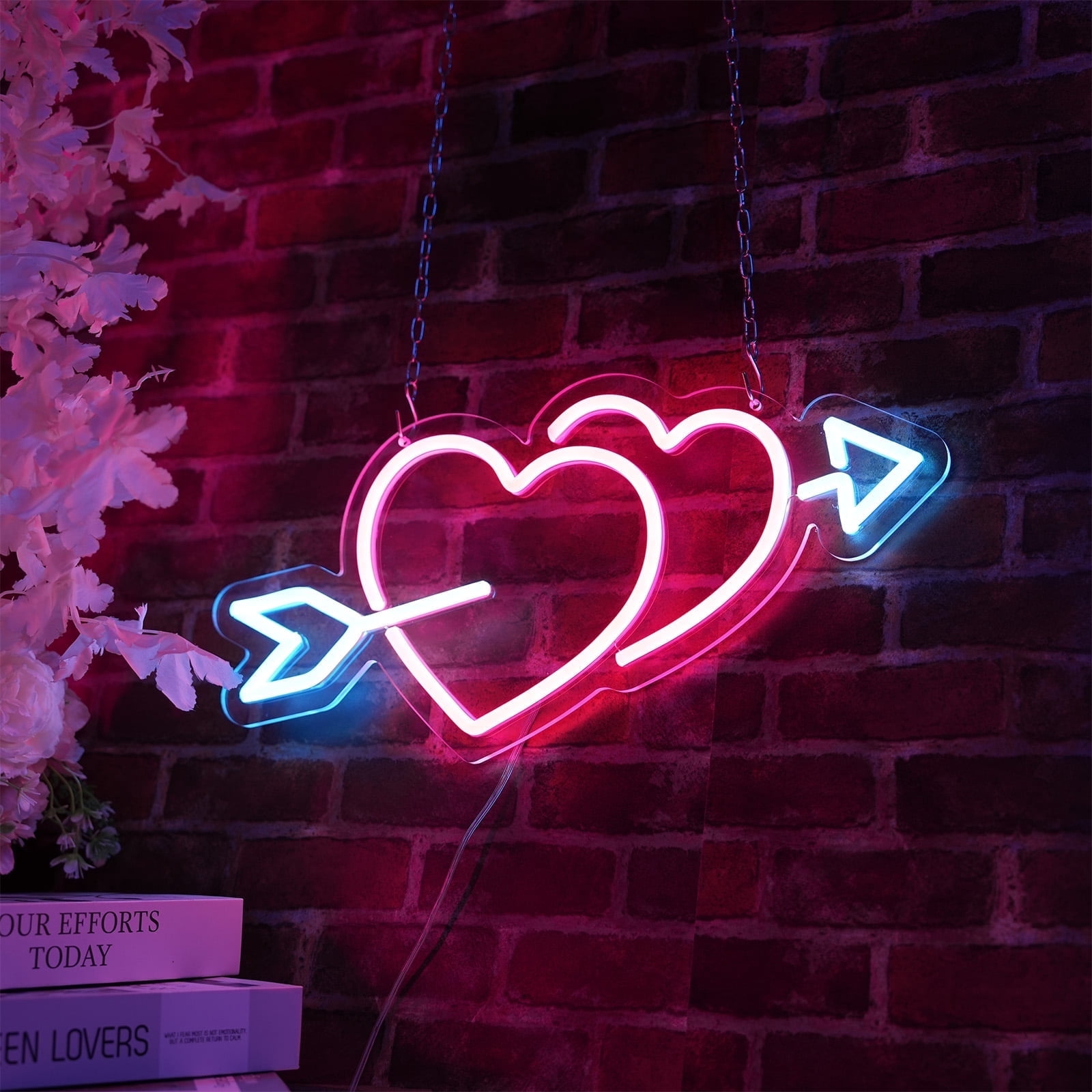iDecoMart Cupid Heart Neon Signs, Pink Heart Shape for Valentine's Day ...