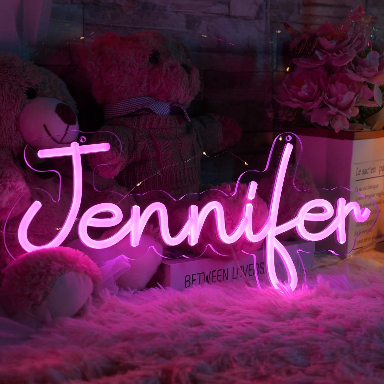 iDecoMart "Jennifer" Name Neon Sign, LED Blue Neon Light with Yellow ...