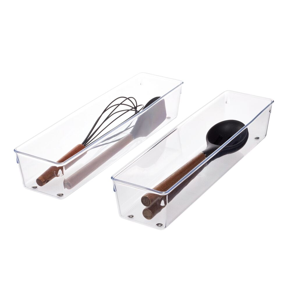 iDesign, Drawer Organizer, 2-Set 4x16 inches, Clear Plastic - Walmart.com