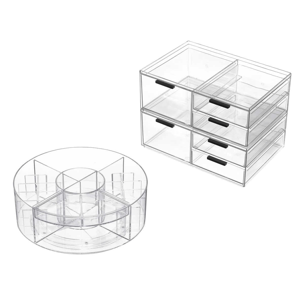 iDesign 3 Piece Cosmetic Organizer Set, Makeup Brush Holder, Rotating ...