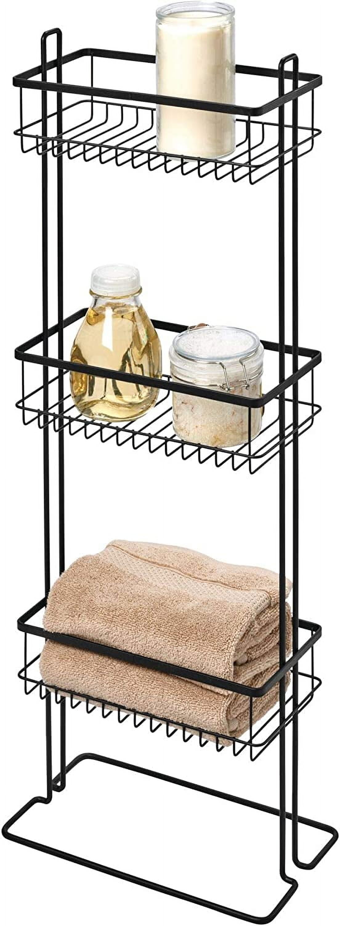 iDesign Matte Black 3-Tier Metal Bath Storage Holder, Corner Shower ...