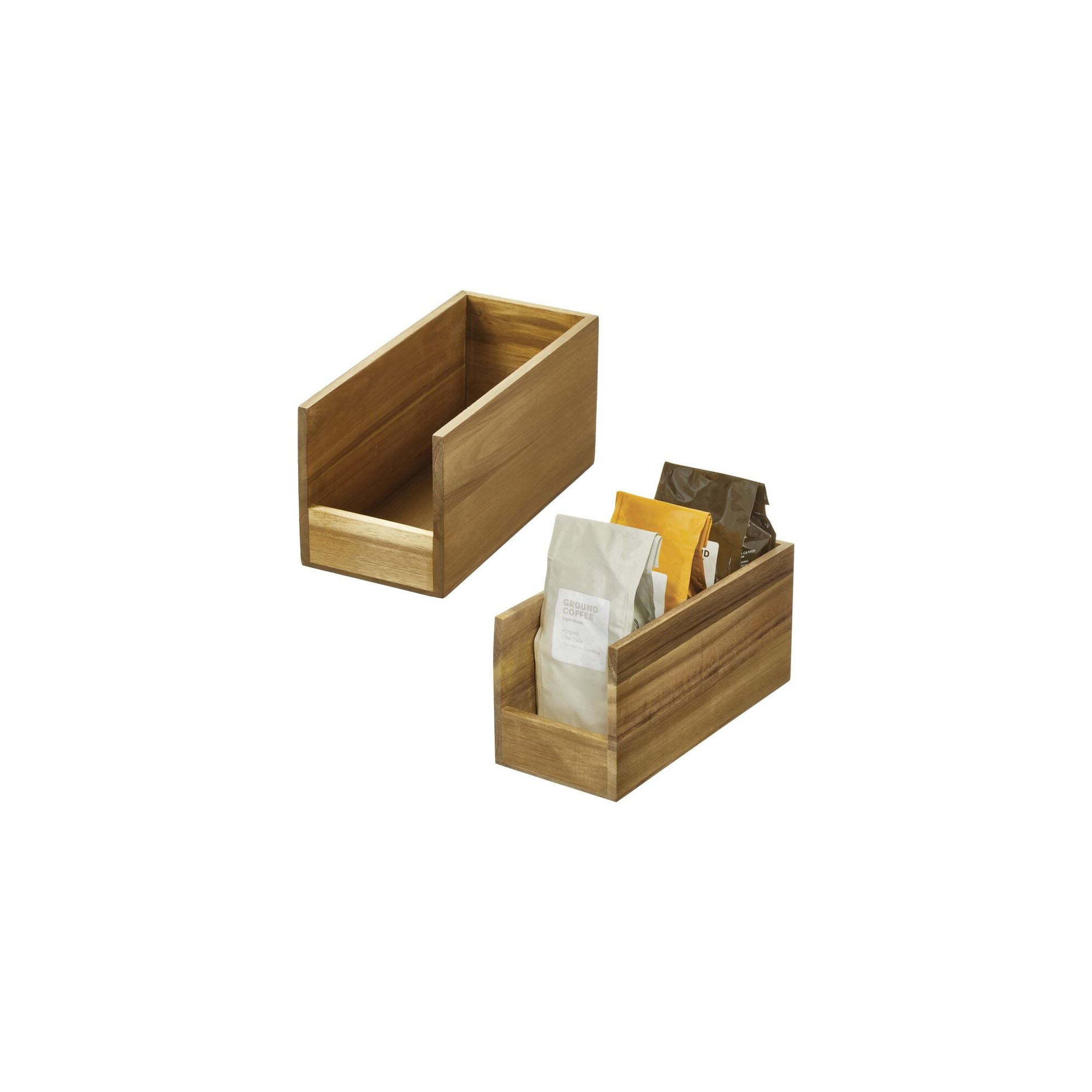 iDesign Acacia Wood Open-Front Pantry Bin - Set of 2 - Natural ...