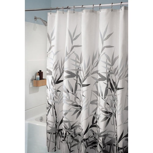 InterDesign Anzu Fabric Shower Curtain, Standard 72" x 72", Black/Gray ...