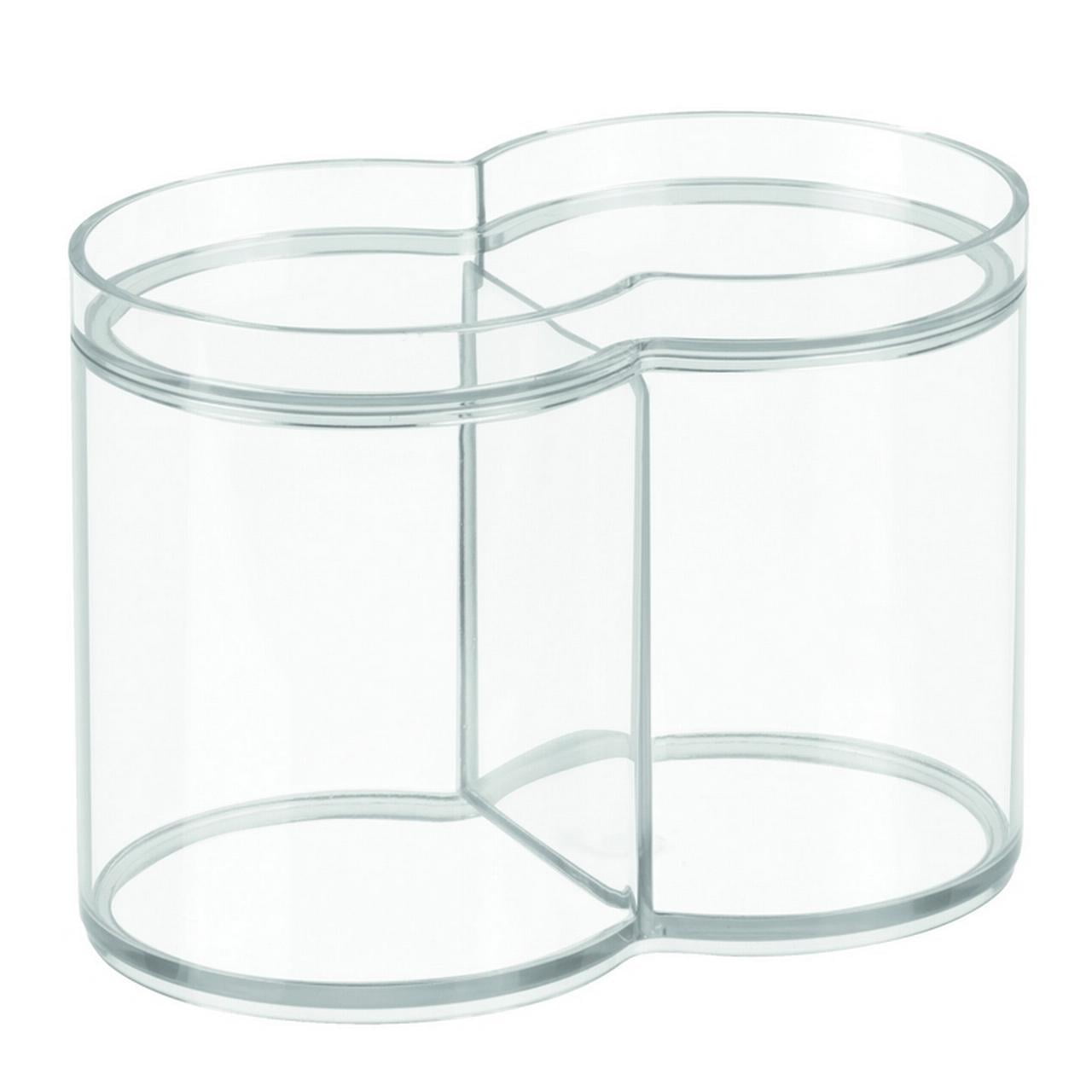 iDesign Round Plastic Canister Cosmetic Organizer with Top Tray Lid for ...