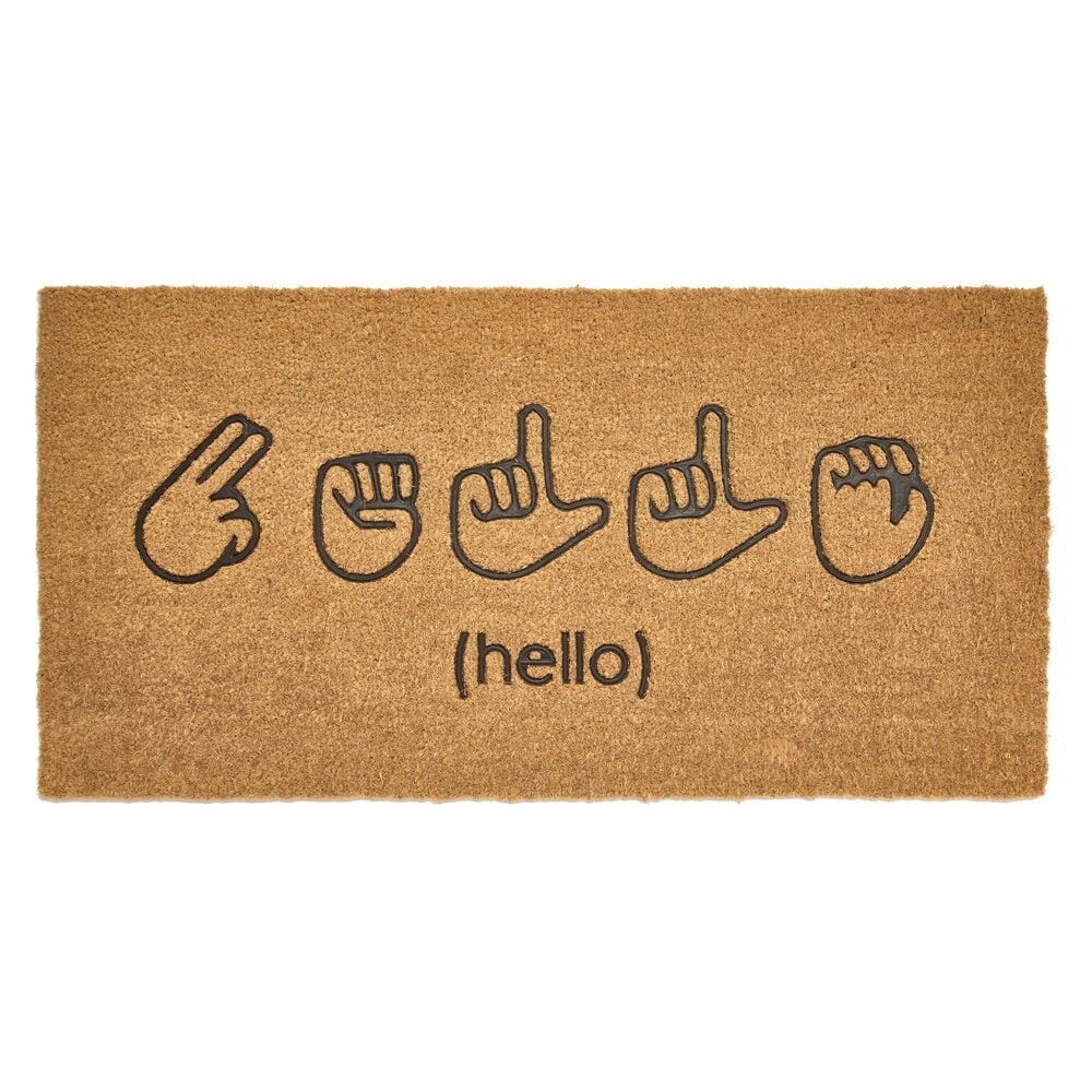 American Sign Language ASL Hello Coir Doormat, Large Rectangular ...