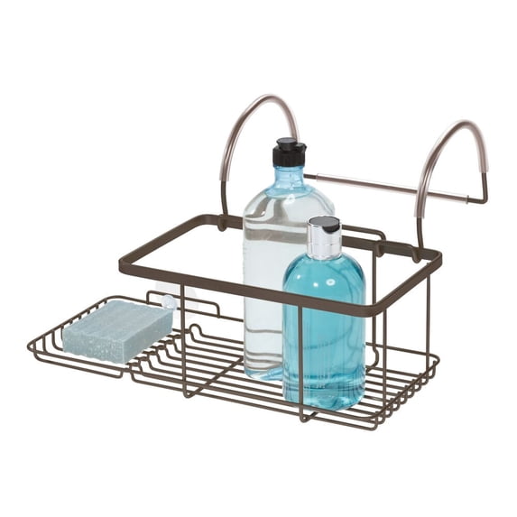 iDesign Everett Over-the-Side Bathtub Caddy, 2 Compartments, Non-Slip ...