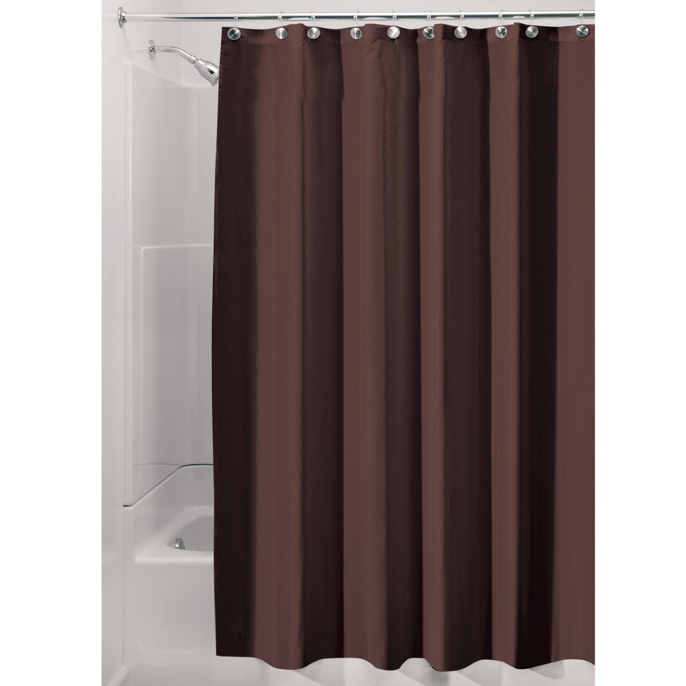iDesign Fabric Shower Curtain, Stall-Sized Water-Repellent and Mold ...