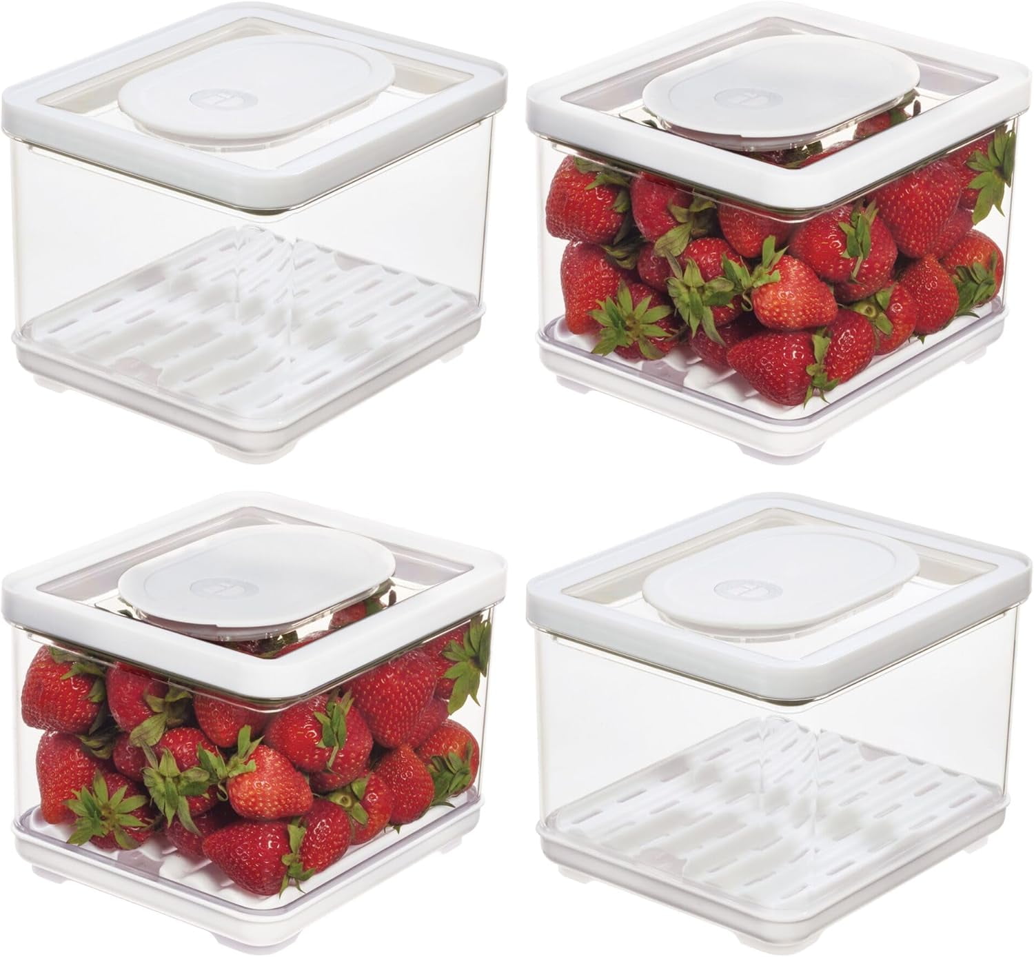 iDesign Fridge Produce Bin with Removable Drainage Tray and Lid - Set ...