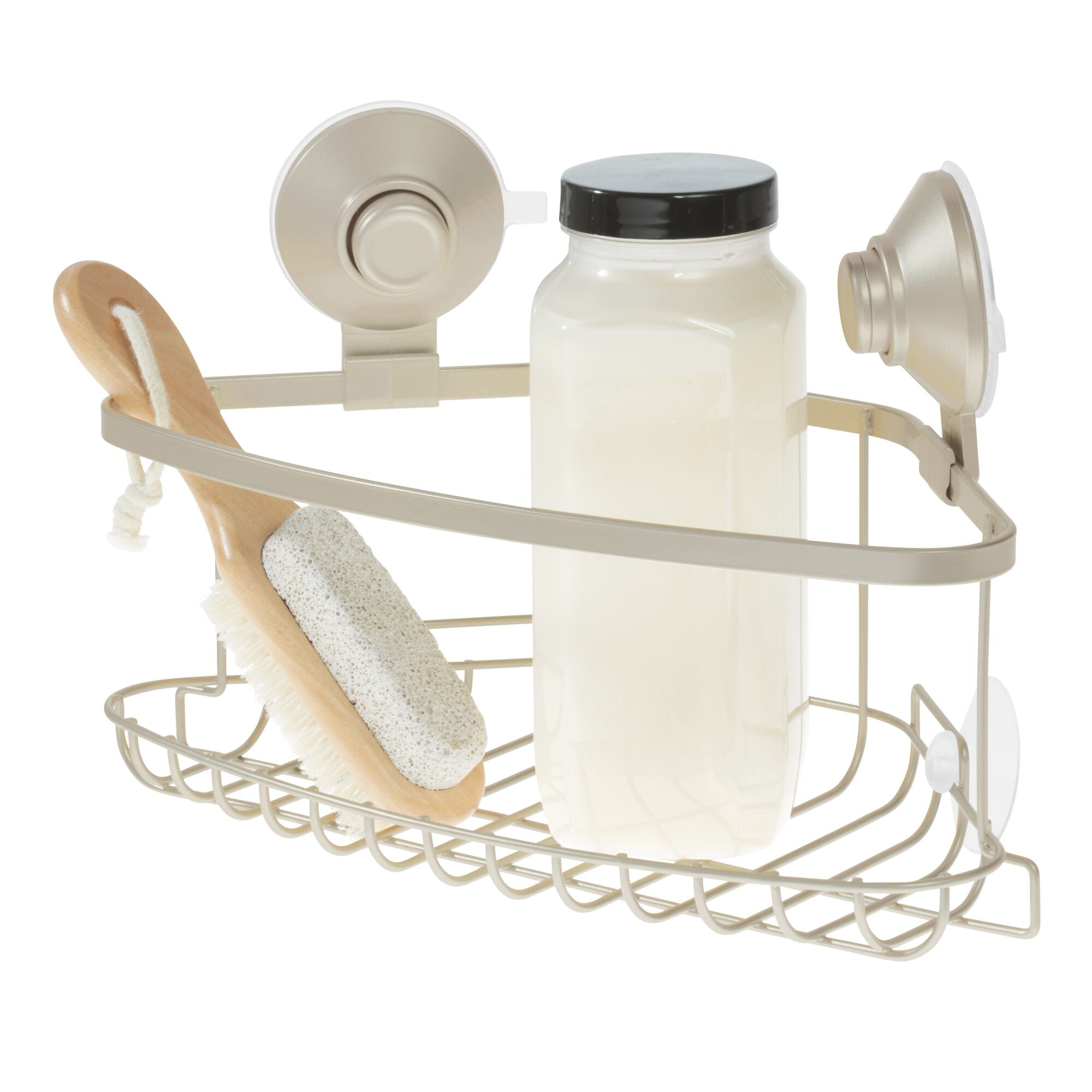 iDesign Metal Push Lock Suction 1-Shelf Corner Shower Caddy, Silver ...