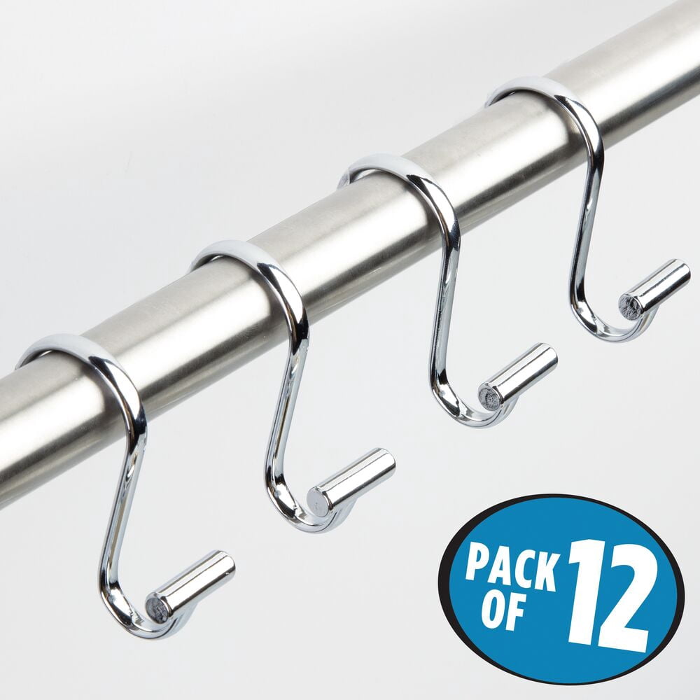 iDesign Metal T-Bar Shower Curtain Hooks – Set of 12, Chrome - Walmart.com