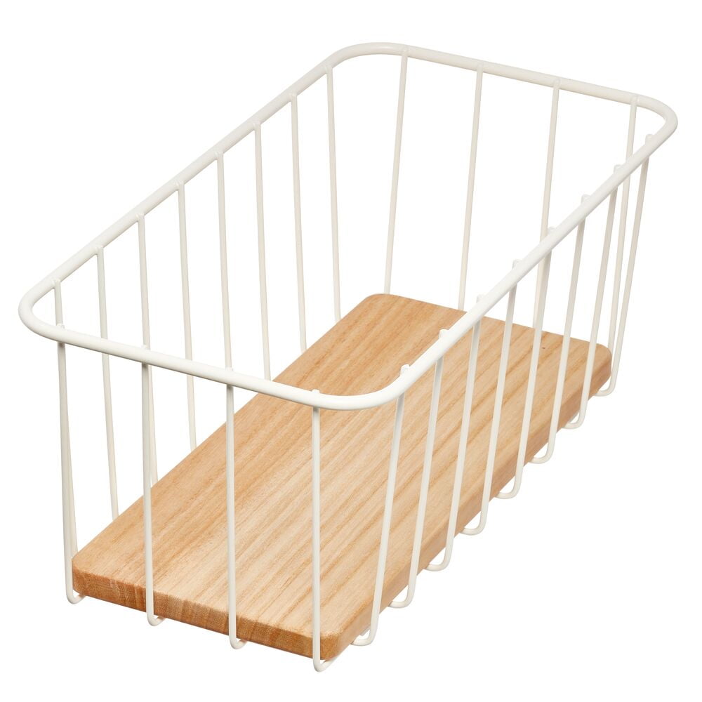 iDesign, Open Front Wood and Wire Basket, White - Walmart.com