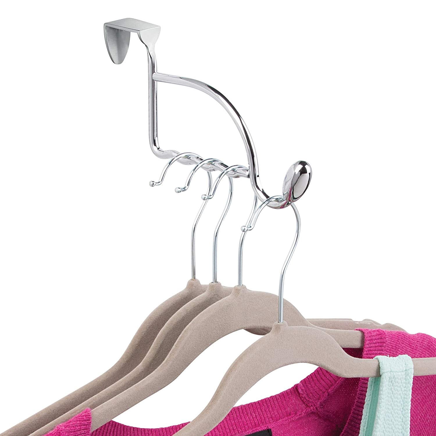iDesign Orbinni Valet Hook, Chrome, Over Door, for Coats, Hats, Robes ...