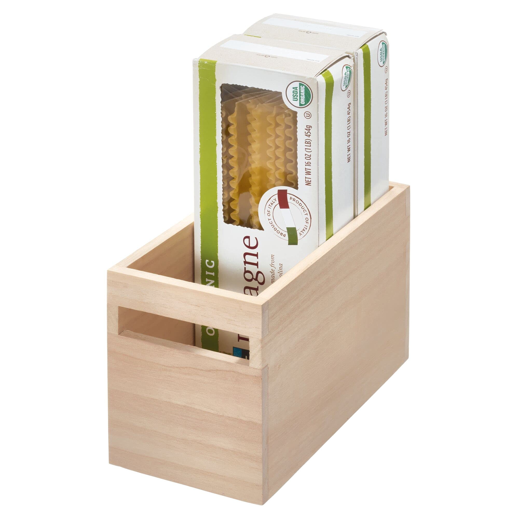 iDesign Renewable Paulownia Wood Collection Storage Bin with Handles ...