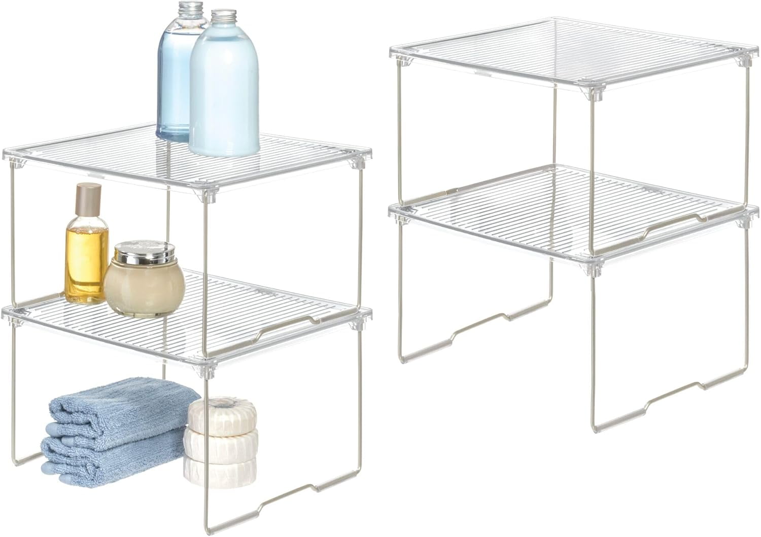 iDesign Stackable Organizer-Cabinet Riser for Bathroom Storage-Set of 4 ...
