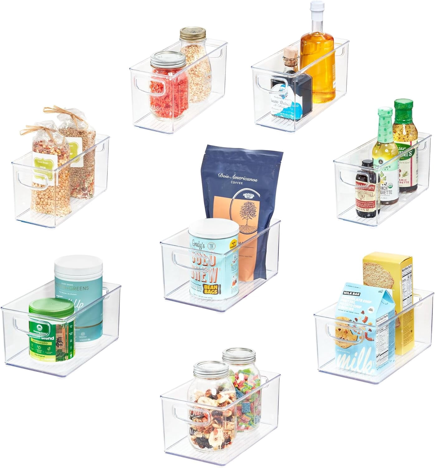 iDesign Stackable Pantry Bins with Handles, 4 Small and 4 Medium Bins ...