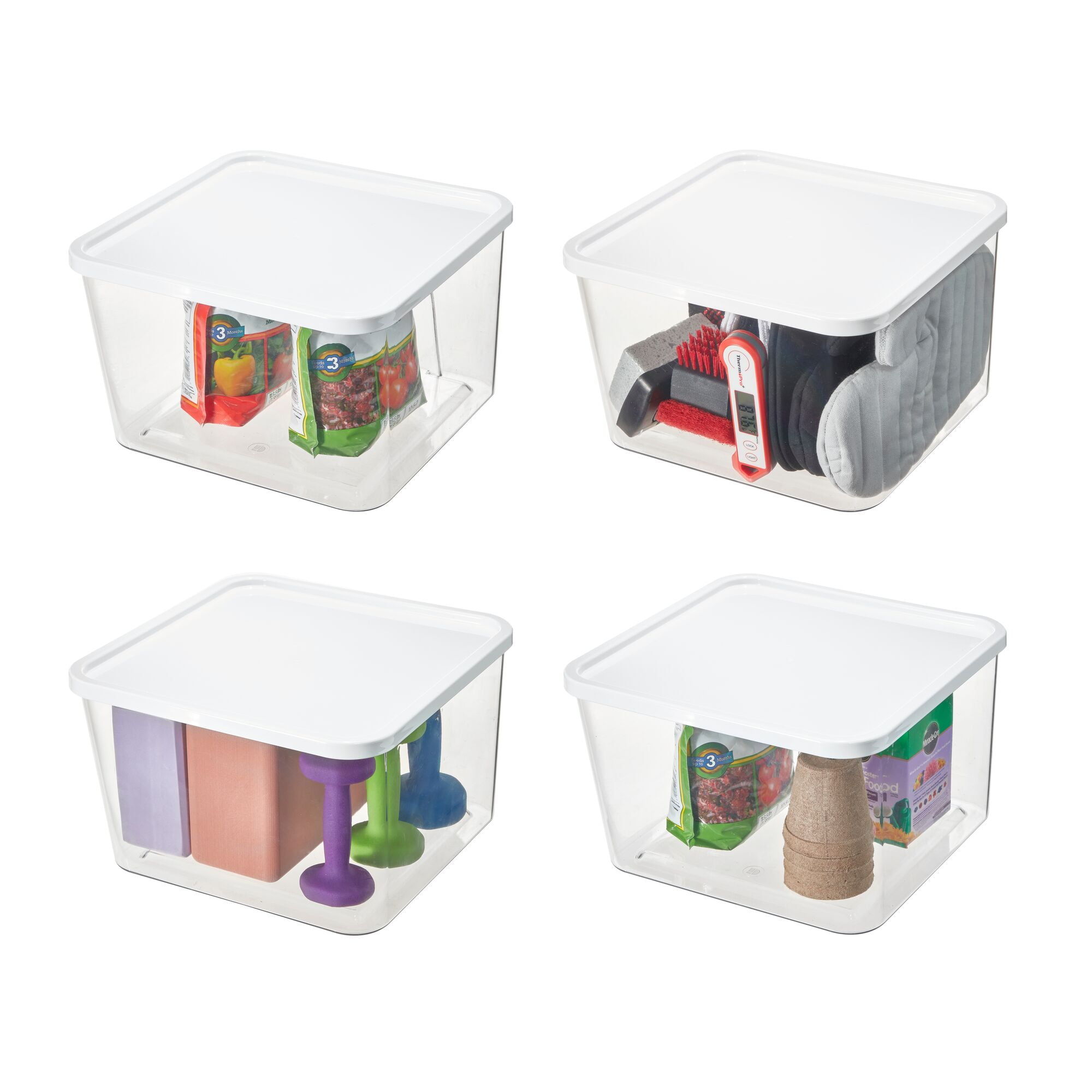 iDesign Storage Bins with Lids & Wall Mount Brackets, Set of 4, The ...