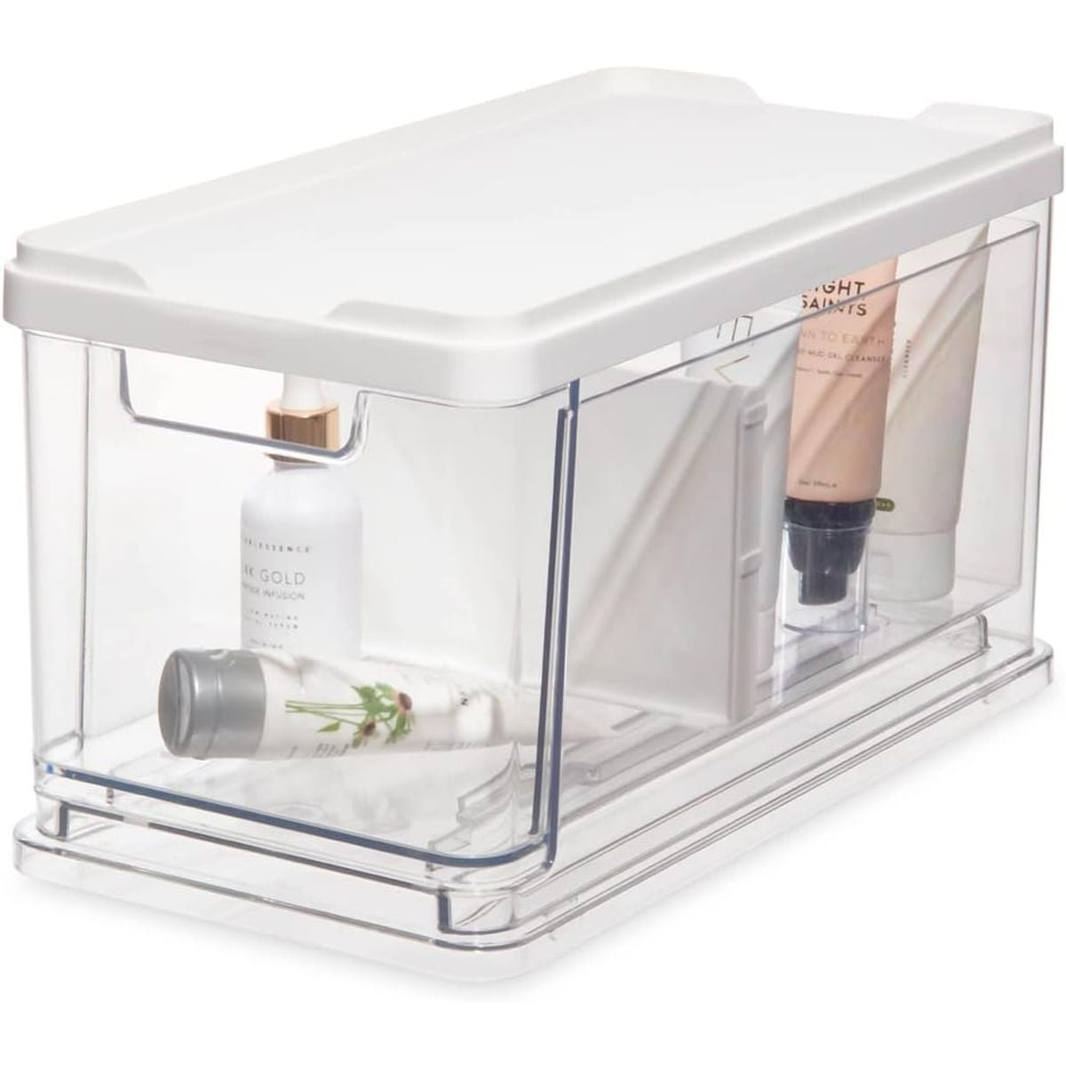 iDesign The Sarah Tanno Collection Clear/White Medium Stacking Cosmetic ...