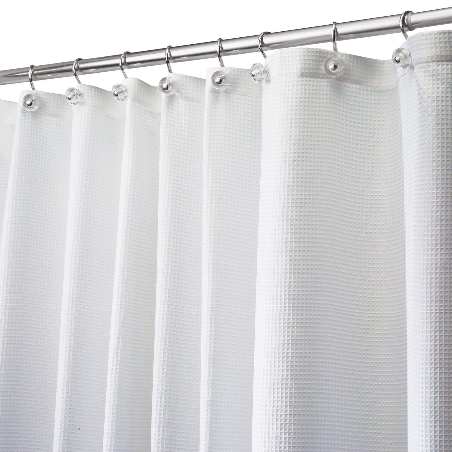 iDesign White Stall Size Polyester Waffle Fabric Bathroom Shower ...