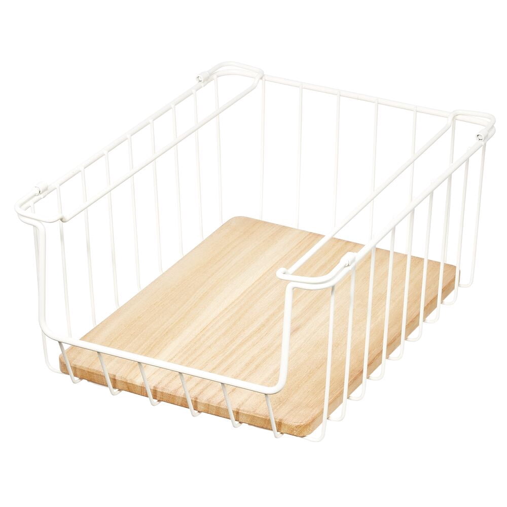 iDesign, Wooden Open Front Steel Wire Bin, White, - Walmart.com