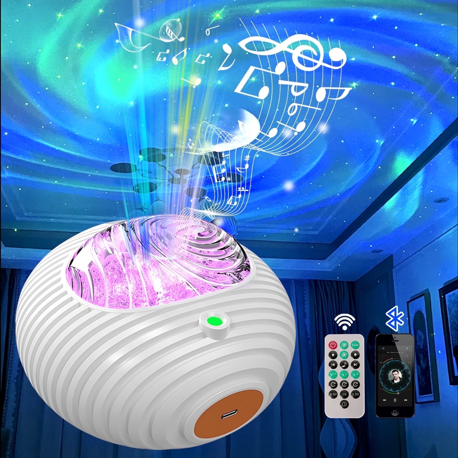 iDiskk Star Projector, 14 Color Changing Galaxy Moon Projector with BT ...