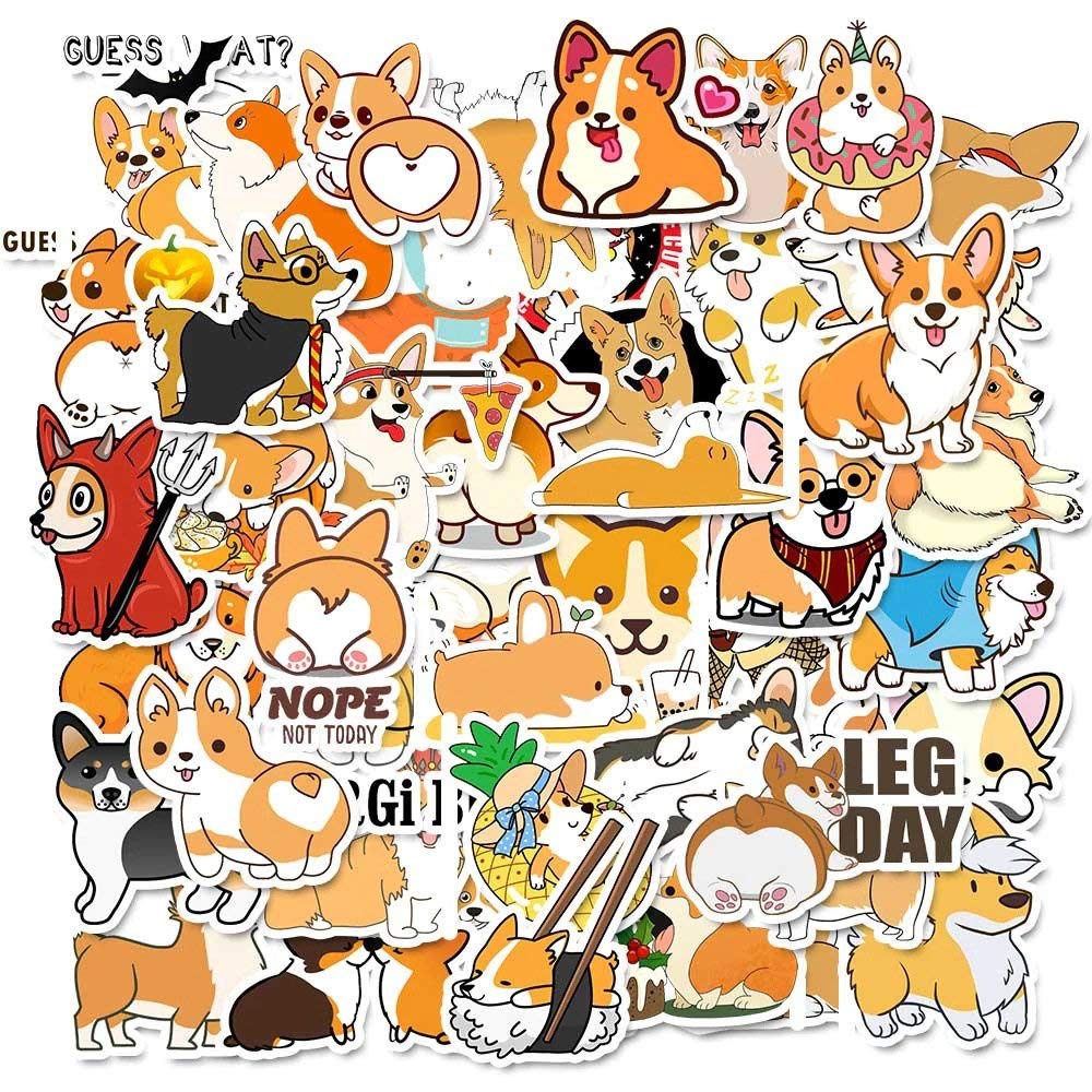 iDream Waterproof PVC Animals Corgi Dog Graffiti DIY Stickers for Toys ...