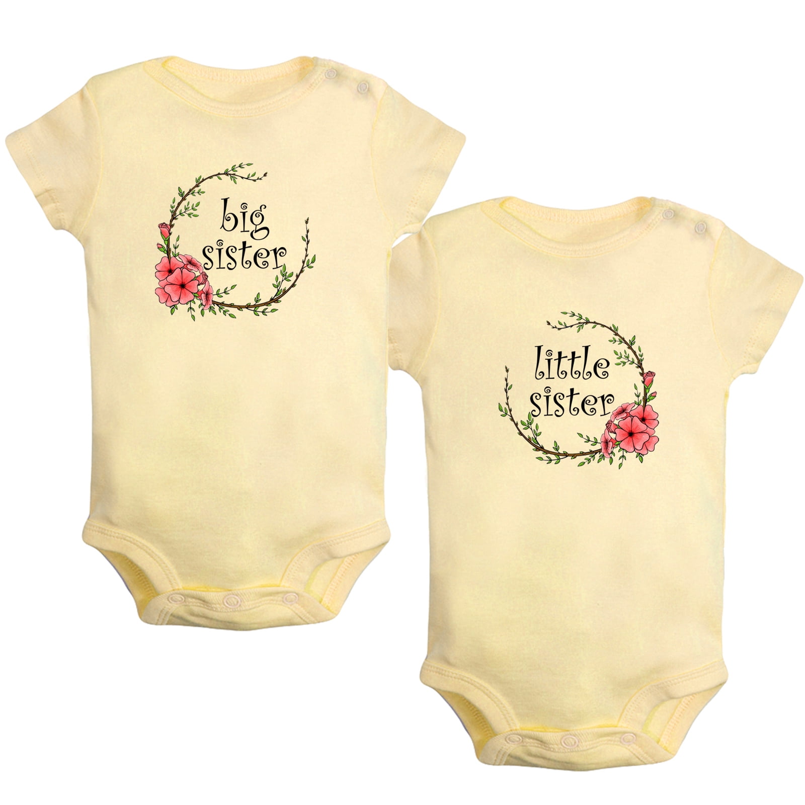 iDzn Pack of 2, Twins Big Sister & Little Sister Novelty Rompers For ...