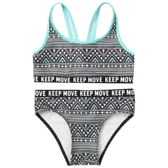 iEFiEL 3Pcs Girls Swimming Suit Cropped Vest Tops and Briefs Set Teens ...