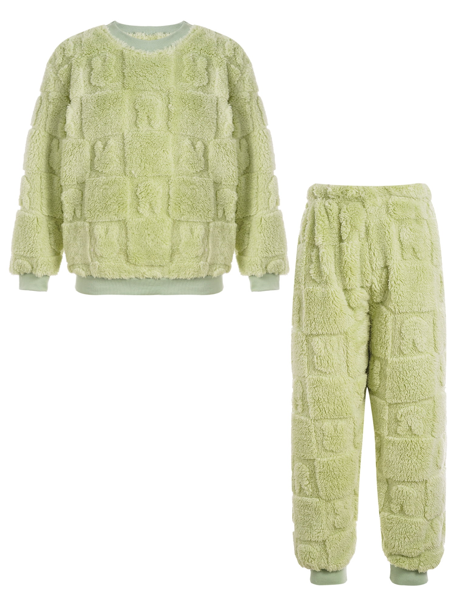 iEFiEL Big & Little Girls Flannel Pajamas Set Casual Homewear Long ...