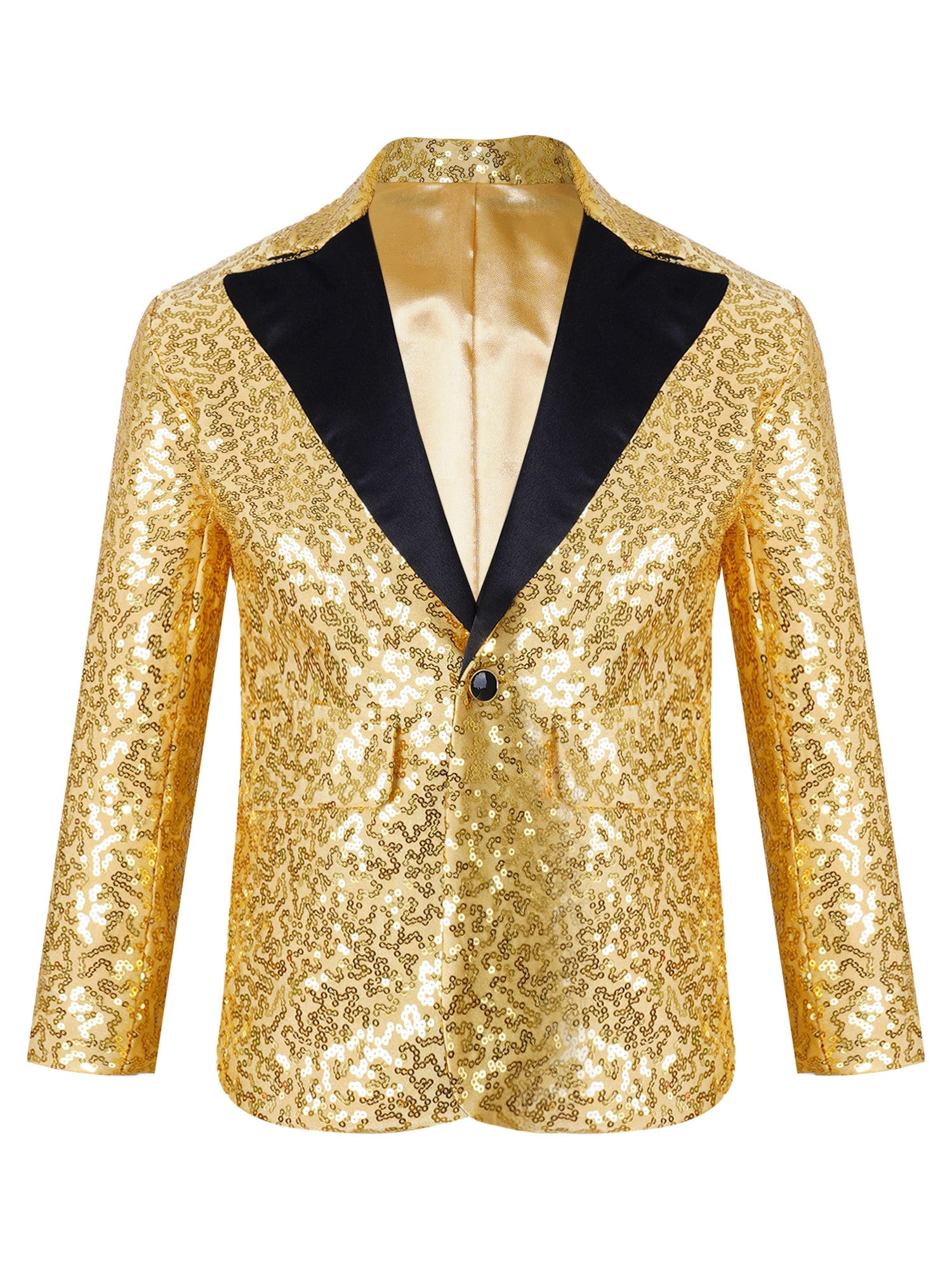 iEFiEL Boys Shiny Sequins Suit Jacket Blazer One Button Formal Tuxedo ...