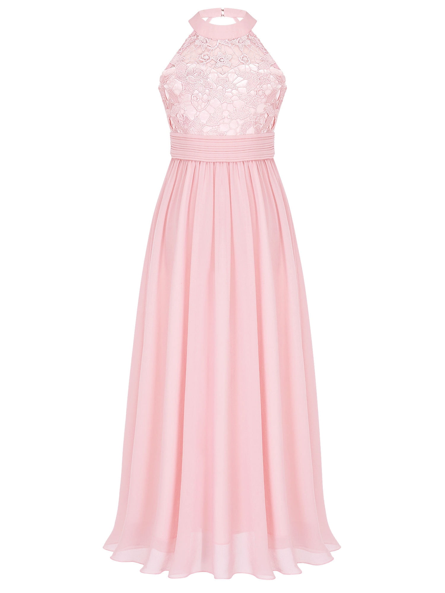 iEFiEL Flower Girls Dress Halter Lace Sleeveless Princess Maxi Dress ...