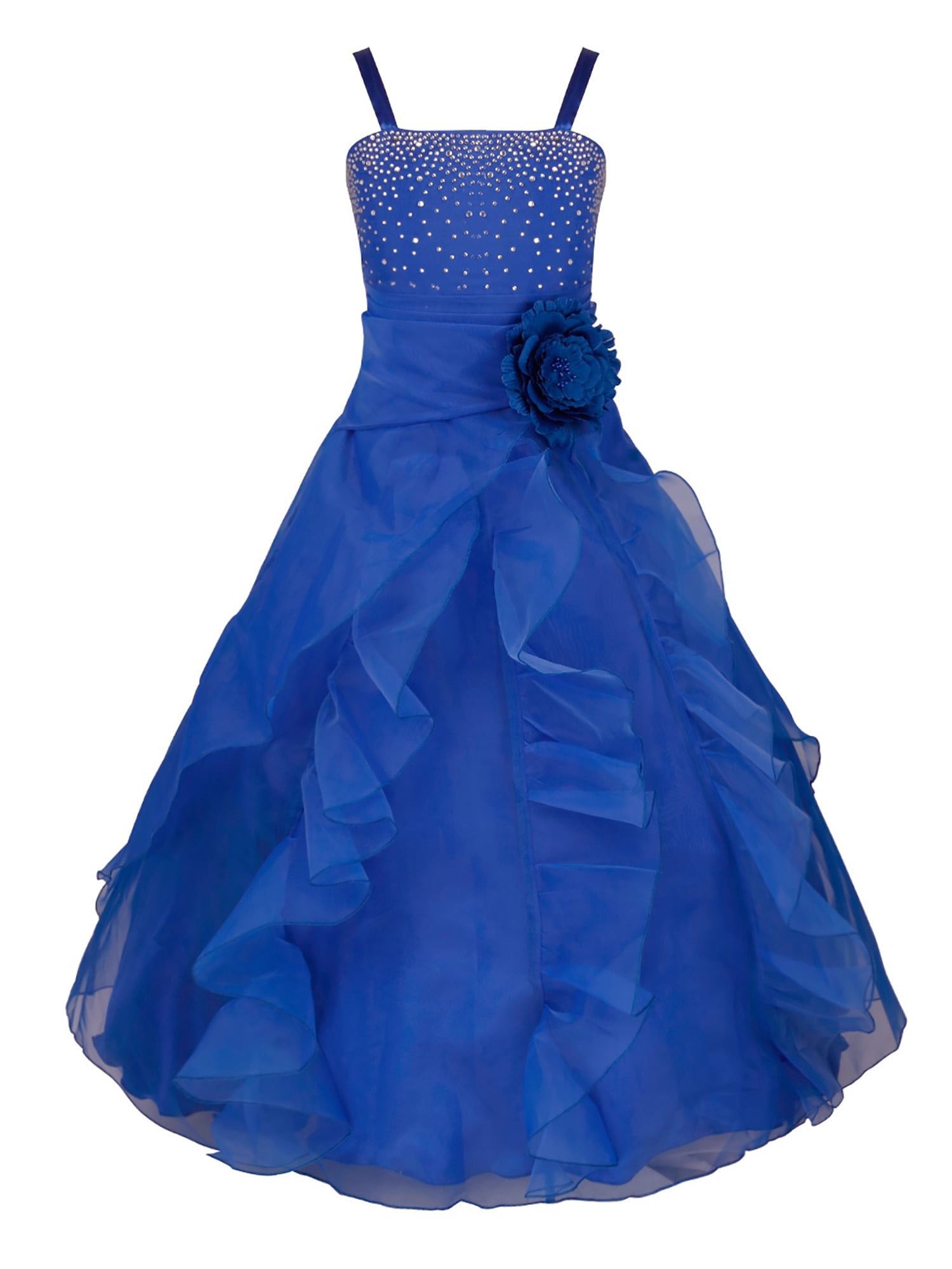 iEFiEL Girl Rhinestone Organza Flower Dress Wedding Prom Gown - Walmart.com