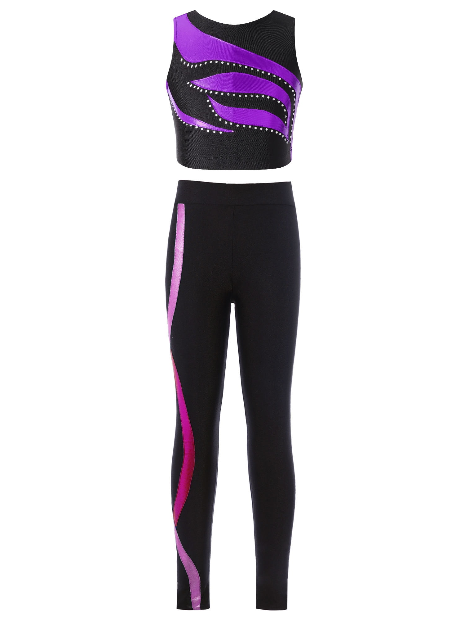 iEFiEL Girls 2 Piece Athletic Leggings with Tank Crop Top Outfit Set ...