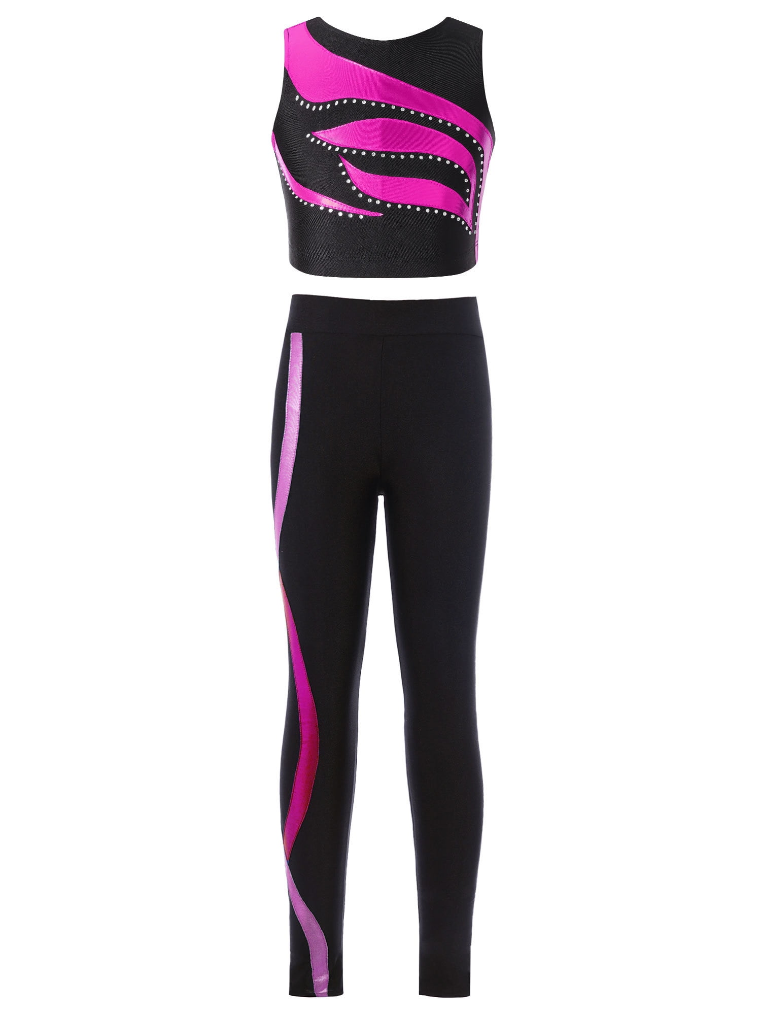 iEFiEL Girls 2 Piece Athletic Leggings with Tank Crop Top Outfit Set ...