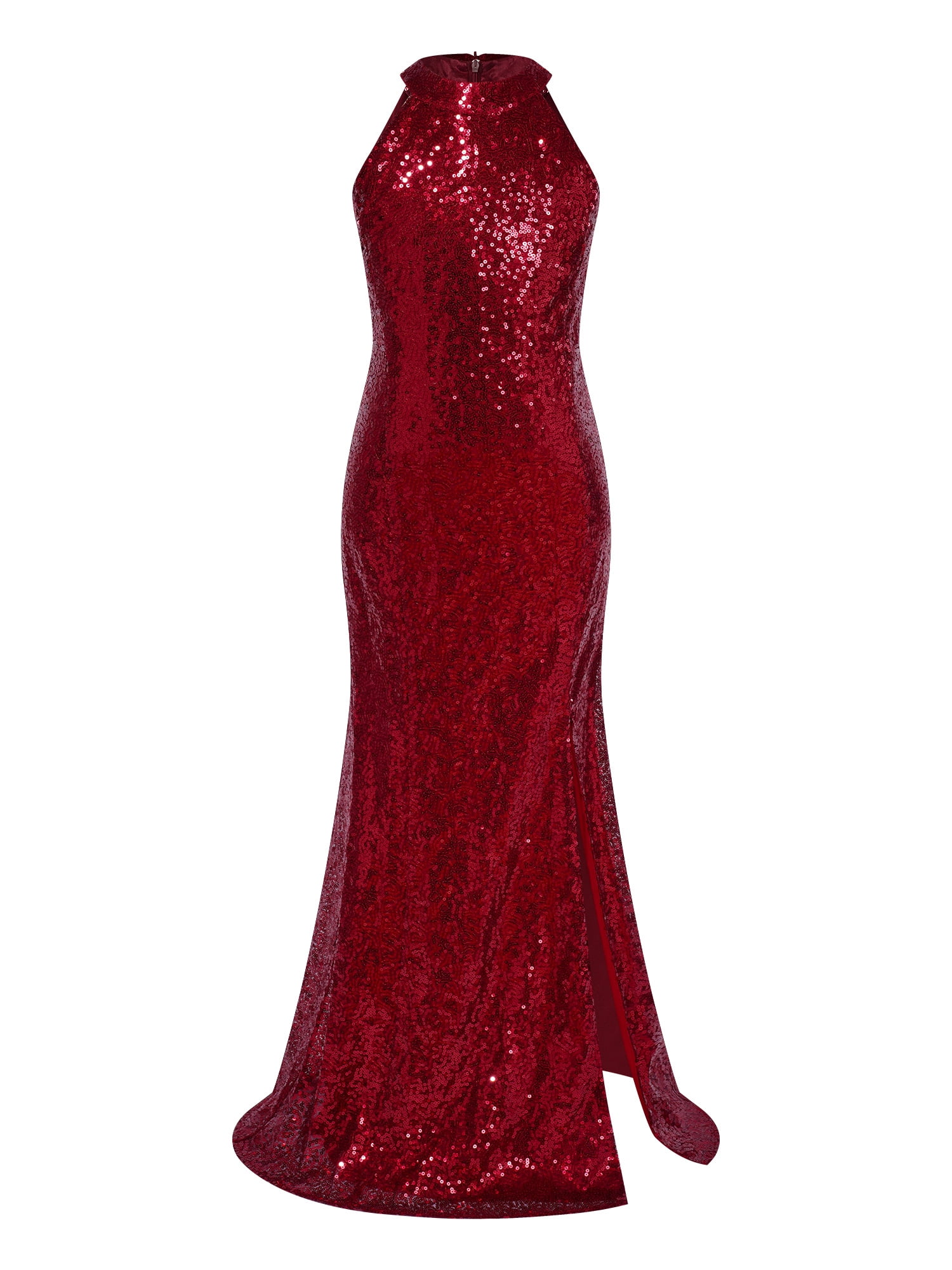 iEFiEL Girls Allover Shiny Sequins Mermaid Dress Halter Split Fish Tail ...