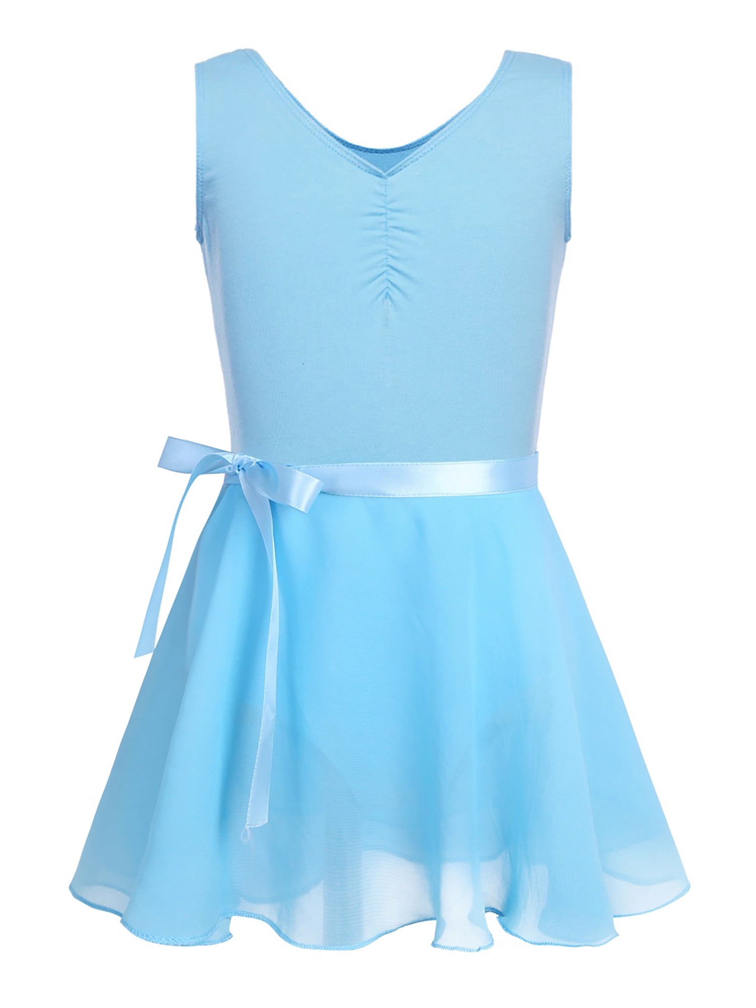 iEFiEL Girls Ballet Gymnastics Basic Leotard with Chiffon Wrap Skirt ...