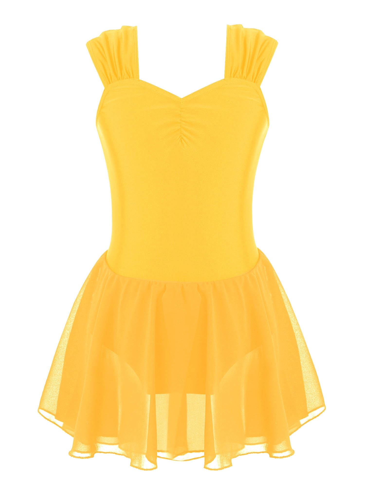 iEFiEL Girls Ballet Tutu Dress Ruched Neck Gymnastics Skirted Leotard ...