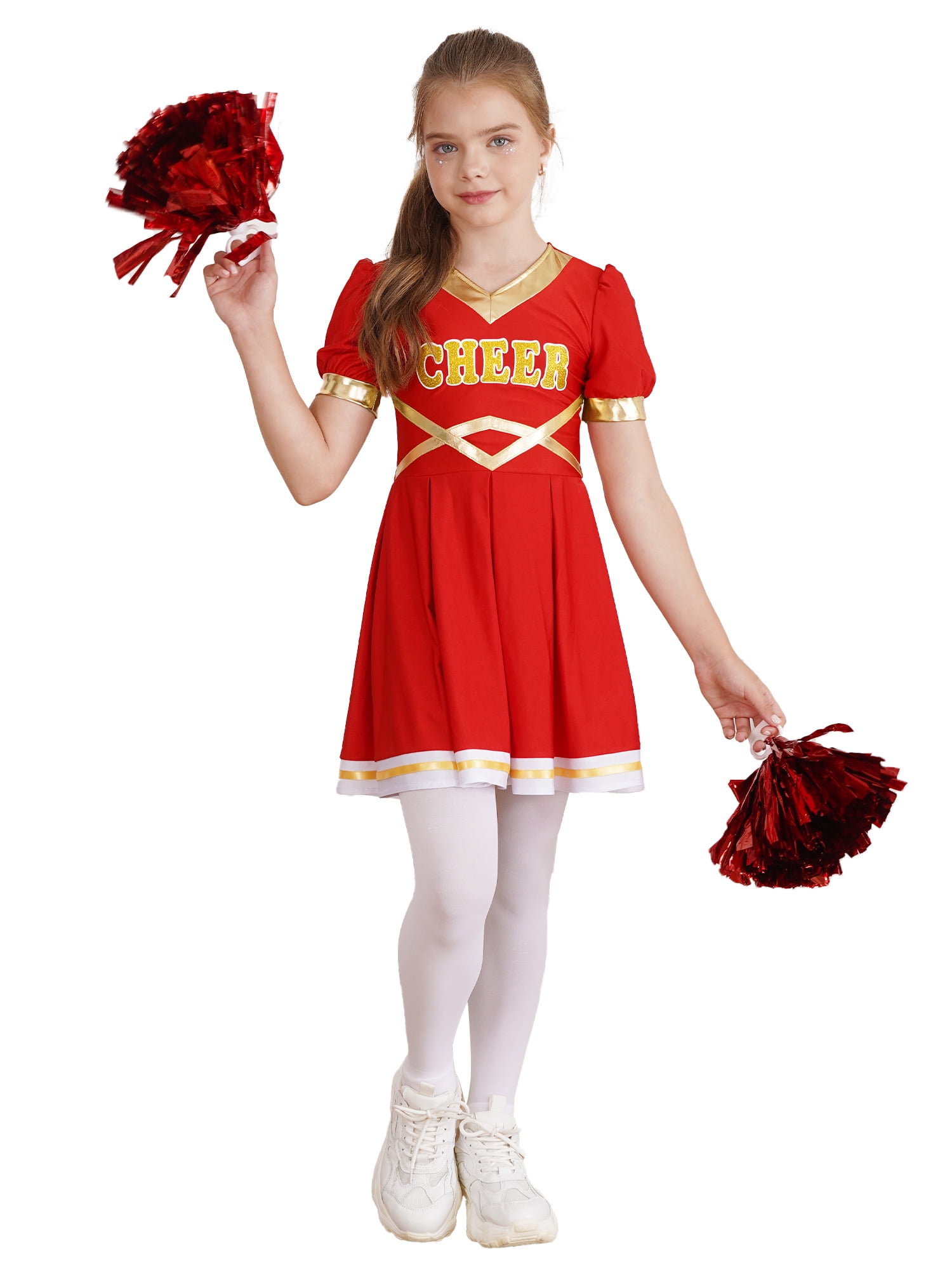 iEFiEL Girls Cheer Leader Costume Halloween Carnival Party Fancy Dress ...