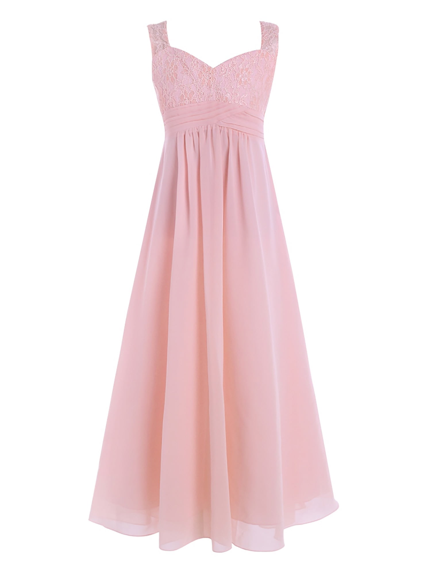 iEFiEL Girls Chiffon Lace Flower Girl Dress Wedding Bridesmaid Gown ...