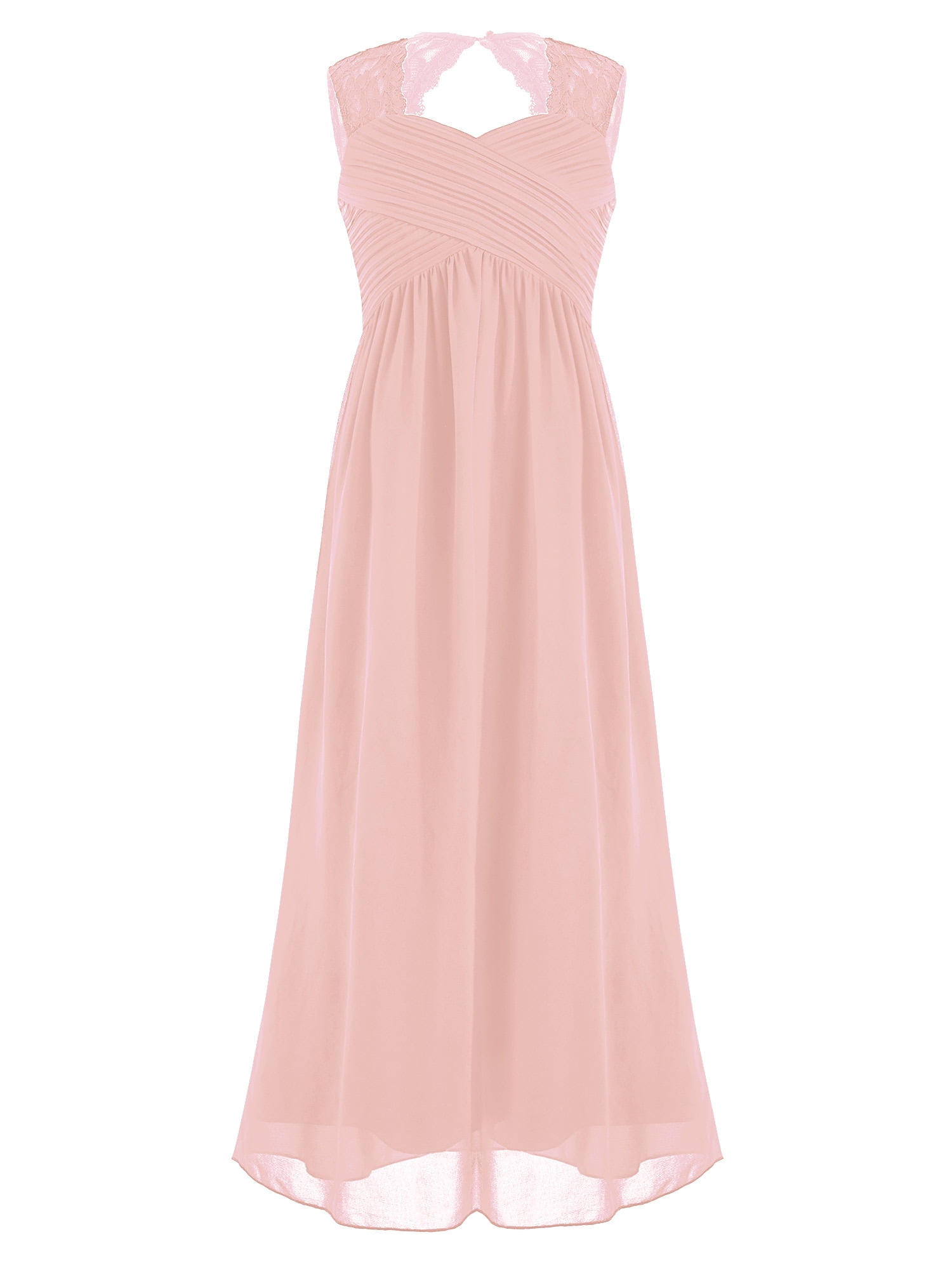 iEFiEL Girls Chiffon Lace Flower Girl Dress Wedding Bridesmaid Gown ...